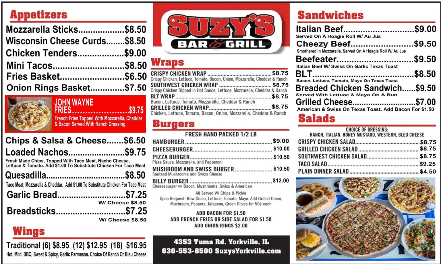 Menu | Suzy's Bar & Grill